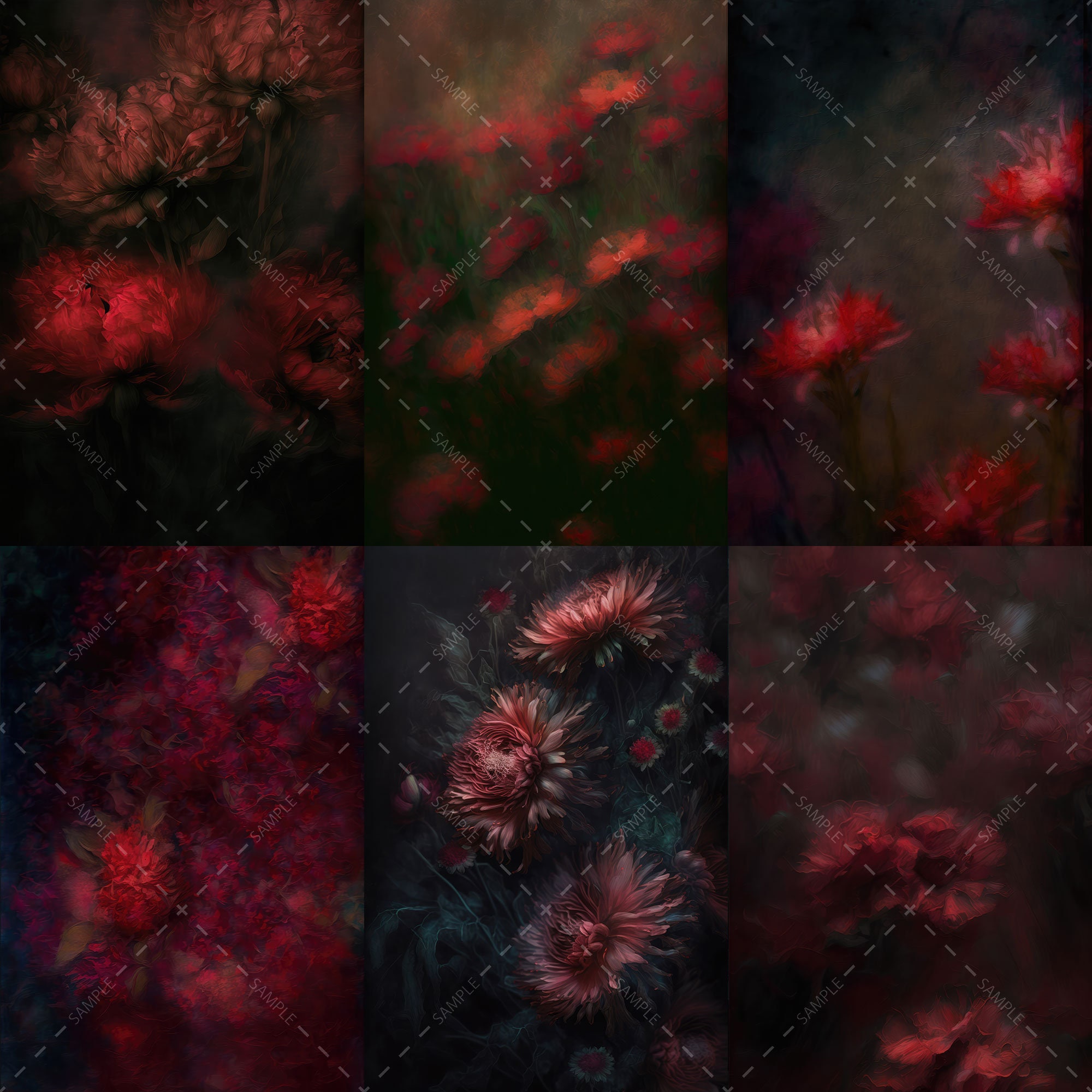 24 Moody Floral Textures, Fine Art Backdrops Set, Photoshop Overlays ...