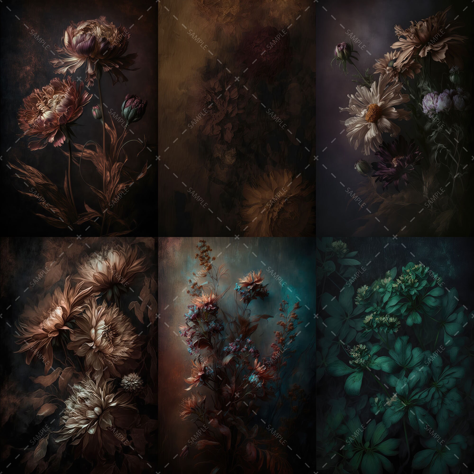 24 Moody Floral Digital Backdrops Fine Art Overlays Purple - Etsy