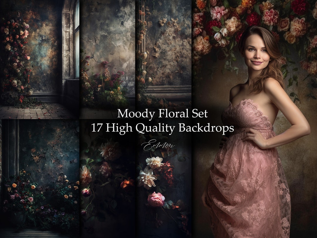 17 Moody Floral Textures, Fine Art Backdrops, Photoshop Overlays ...