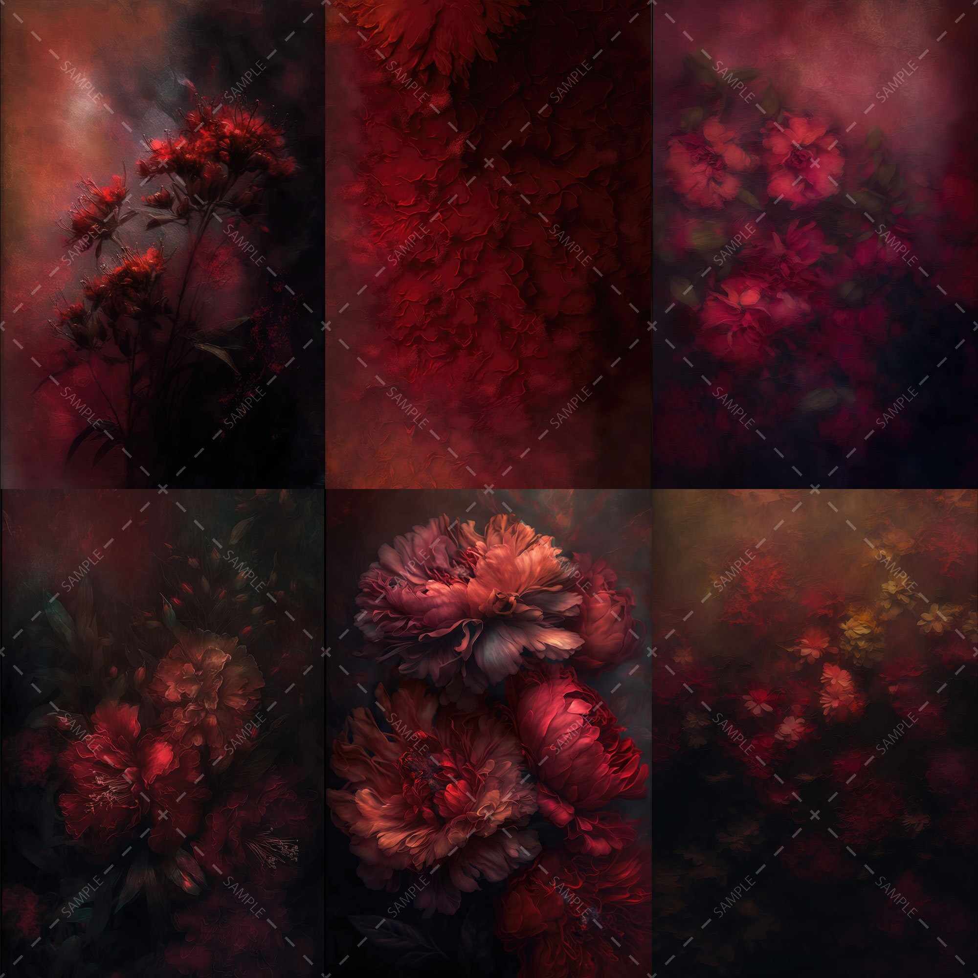 24 Moody Floral Textures, Fine Art Backdrops Set, Photoshop Overlays ...