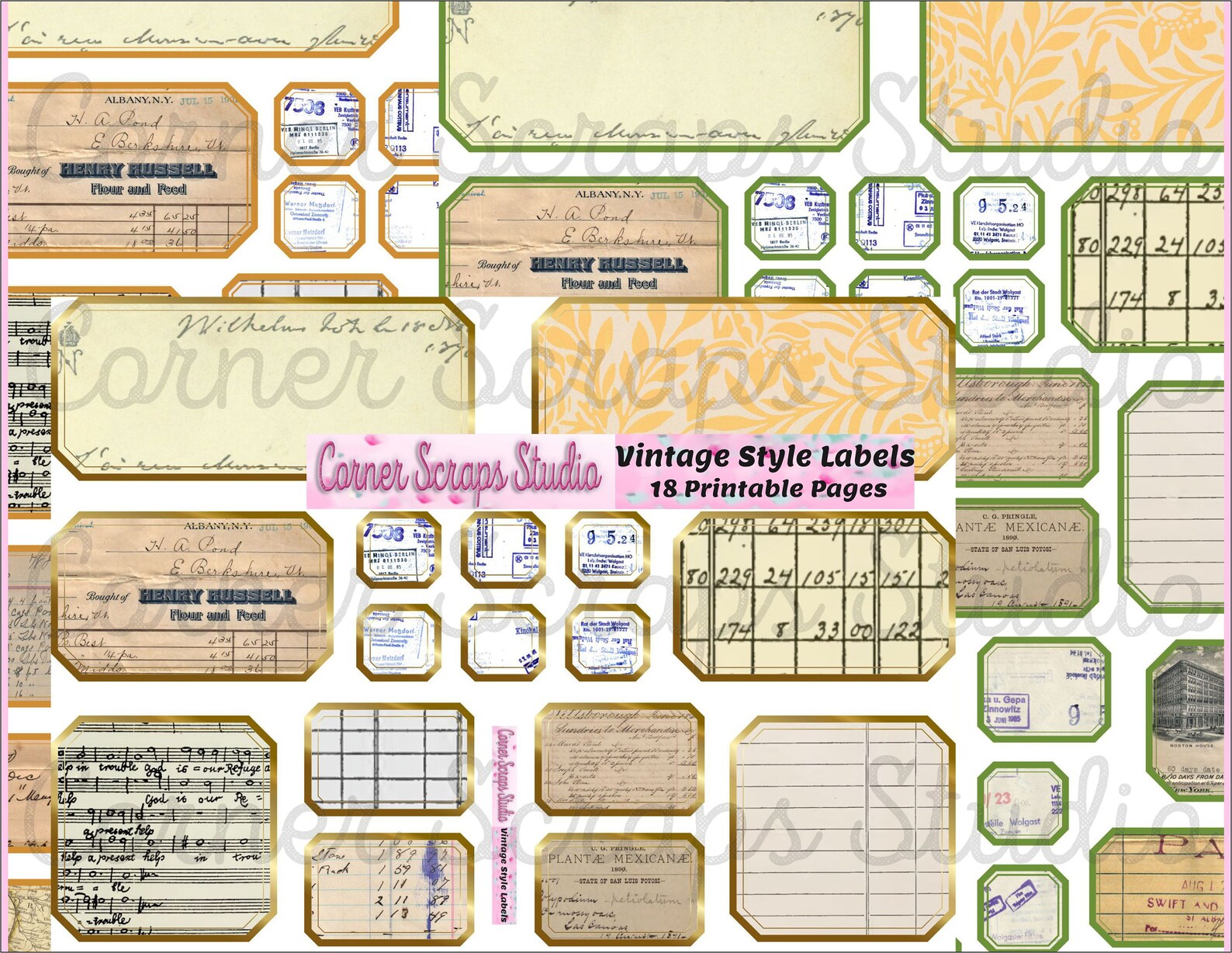 Vintage Style Printable Labels 18 Pages Vintage Style Labels Over 550 ...