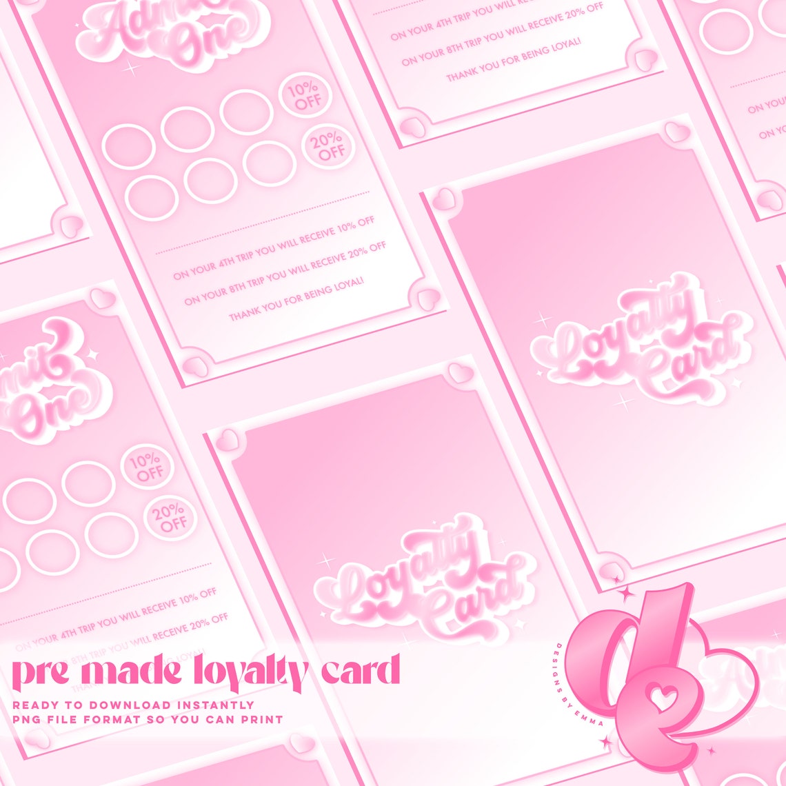 Pre Made Loyalty Card Design Loyalty Card Ticket Style Ready to Print ...