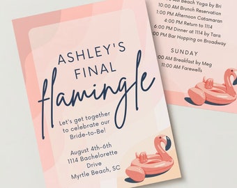 Final Flamingle Bachelorette Party Invitation, Flamingo Party Invite ...