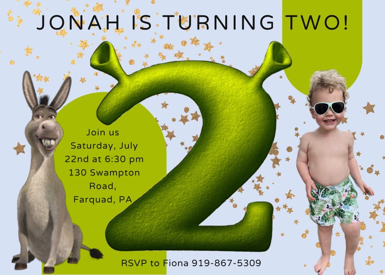 Shrek Second Birthday Invitation Template INSTANT DOWNLOAD - Etsy