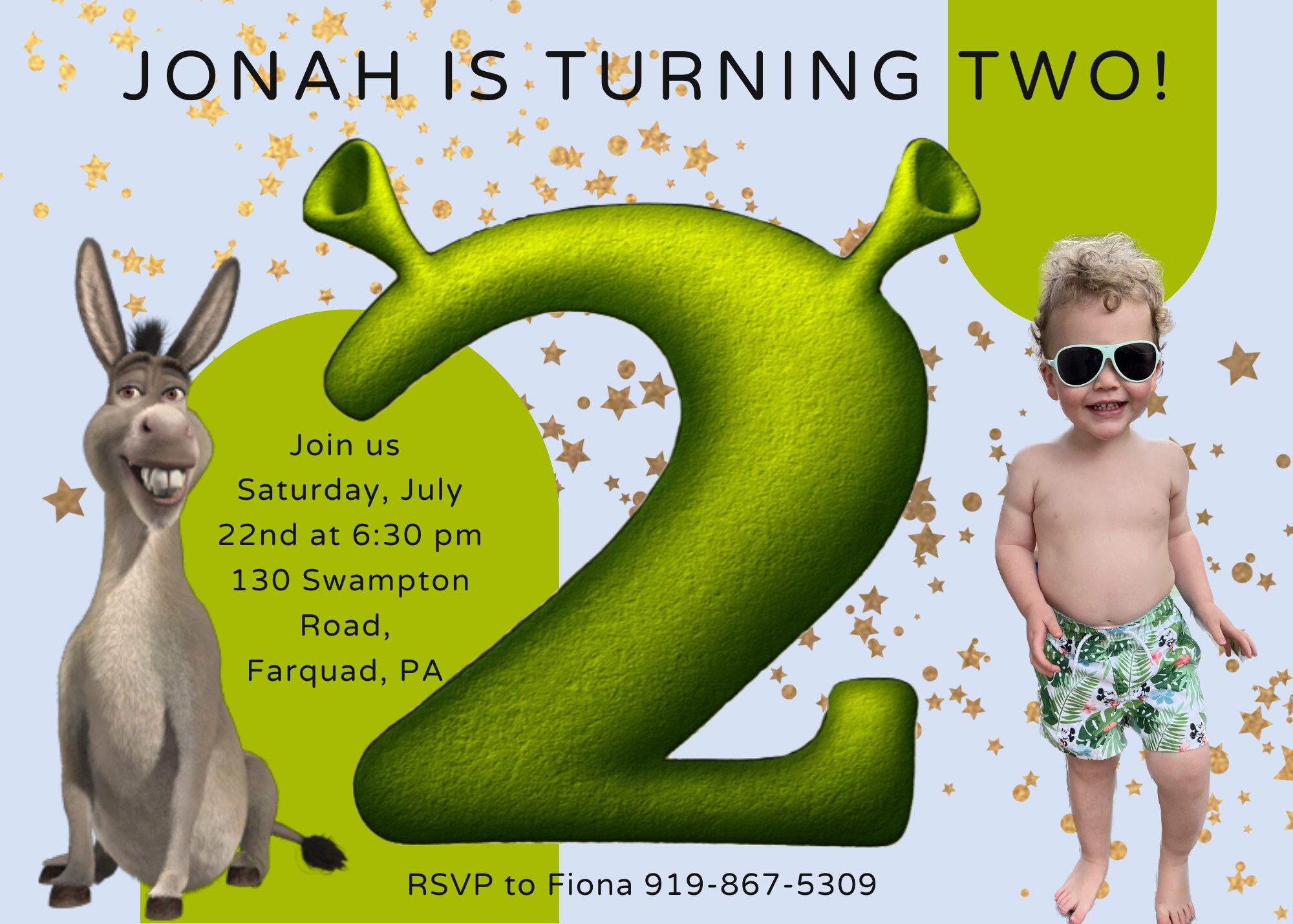 Shrek Second Birthday Invitation Template INSTANT DOWNLOAD - Etsy