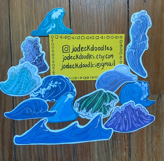 12 Wave Stickers Waterproof Wave Stickers Water Stickers - Etsy