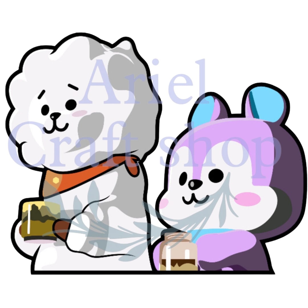 BTS / BT21 New MANG and RJ Drinking Together Svg Digital File Template - Etsy