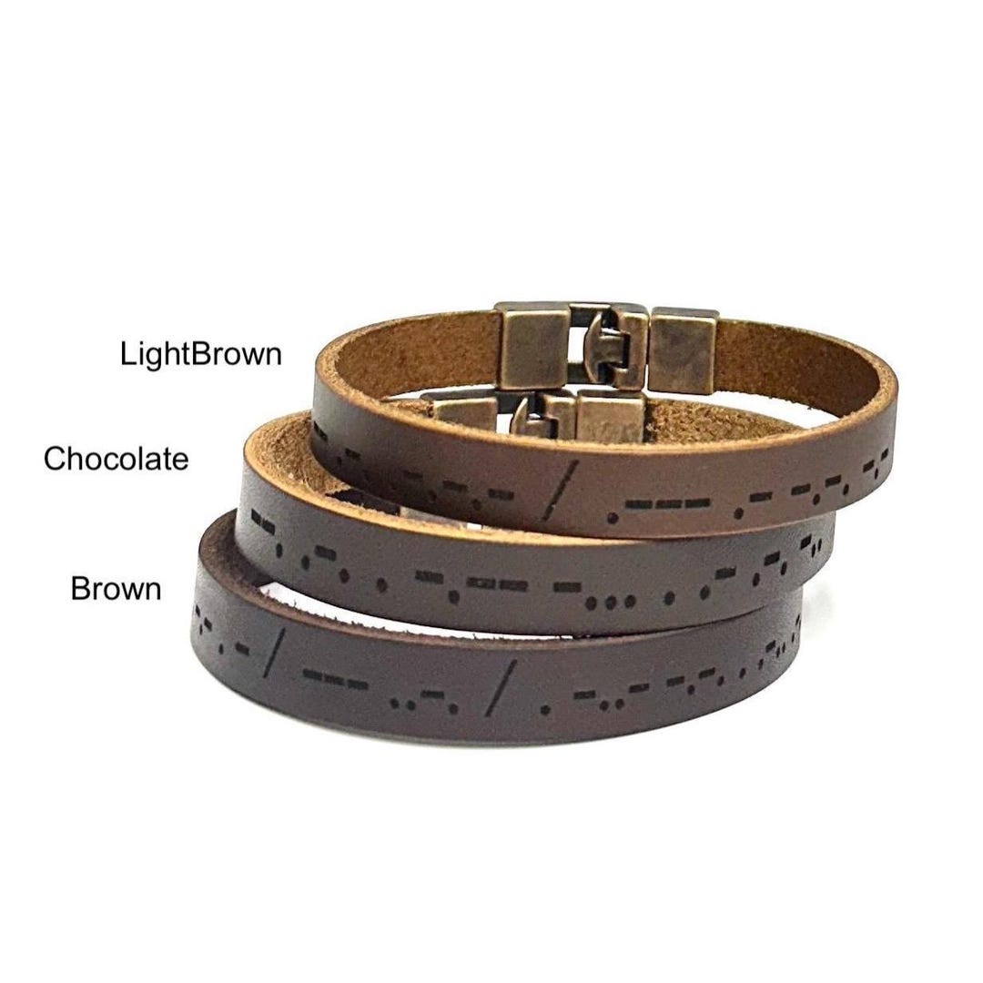 Secret Message Morse Code Leather Bracelet Gift for Husband Anniversary ...