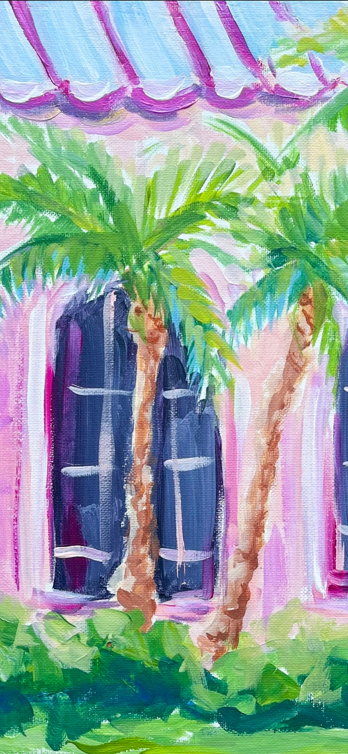 Relaxing Resort Original Art - Vibrant Vacation Painting, Colorful ...