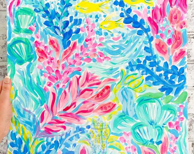 Original Artwork Unframed 16x20 Painting, Coral Reef Painting, Ocean ...