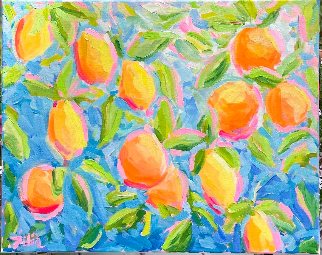 16x20 Crazy Citrus Original Artwork, Unframed, Fruit Artwork, Lemons ...