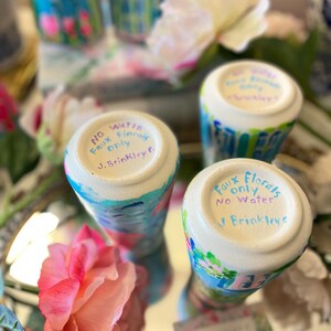 Vibrant Hand Painted Vases - 6”x 3” Faux Florals Only, Hand Painted ...