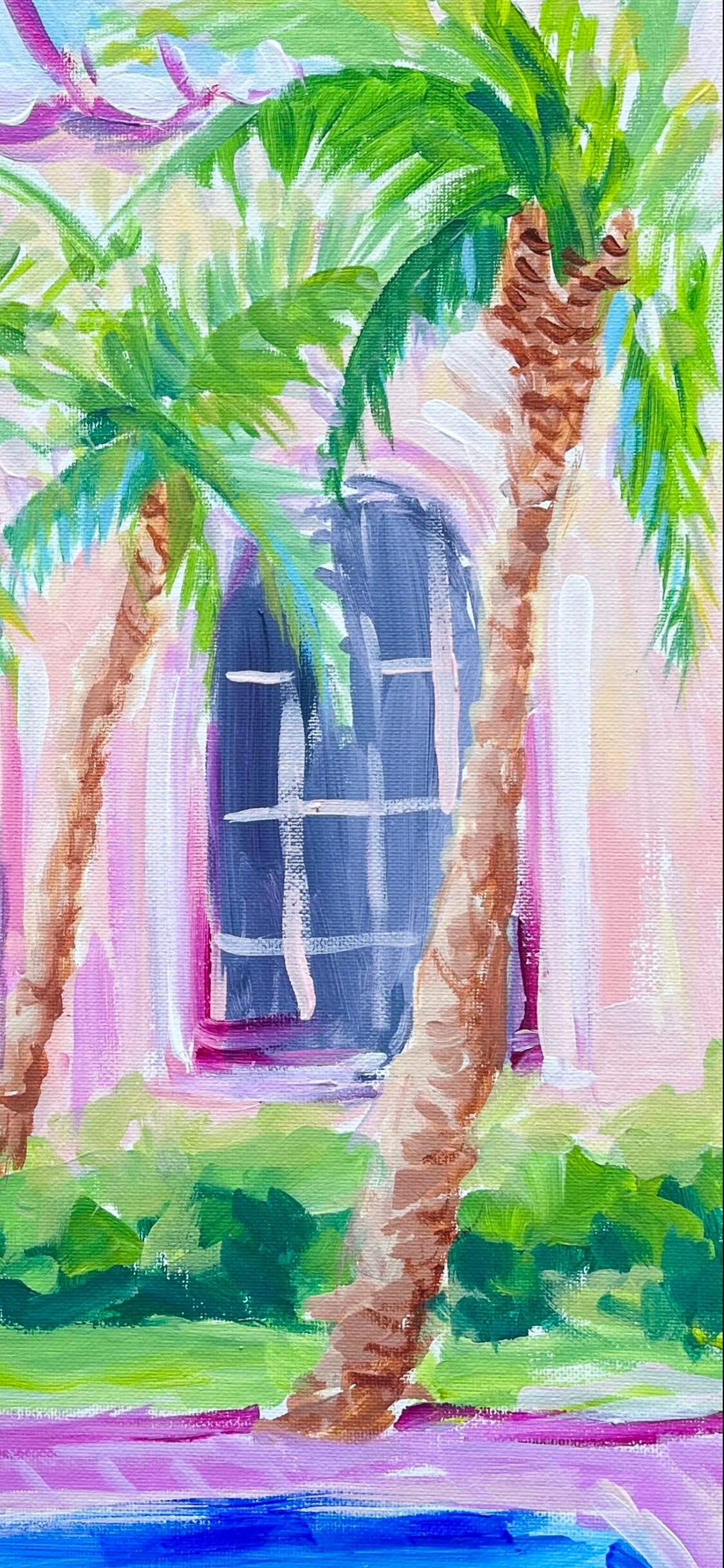 Relaxing Resort Original Art - Vibrant Vacation Painting, Colorful ...