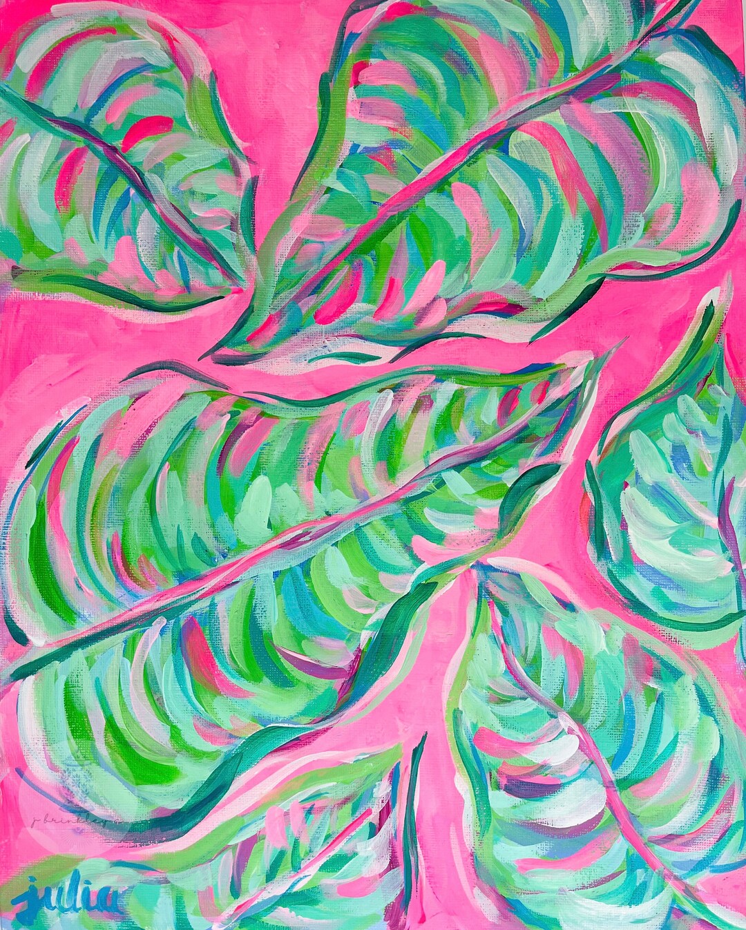 11x14 Original Artwork Unframed Monstera Plant Art Preppy - Etsy