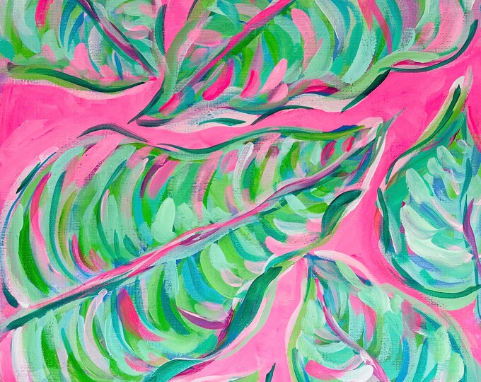 11x14” Original Artwork Unframed, Monstera Plant Art, Preppy Painting ...