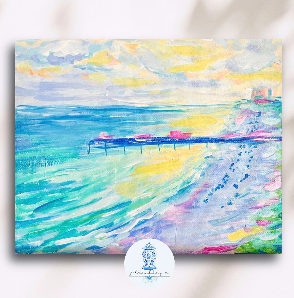8x10 Original Painting the Pier Canvas Painting Beach - Etsy