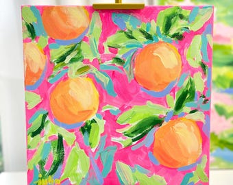 12x16” Peachy Pink Citrus Original Artwork, Unframed, Fruit Artwork ...