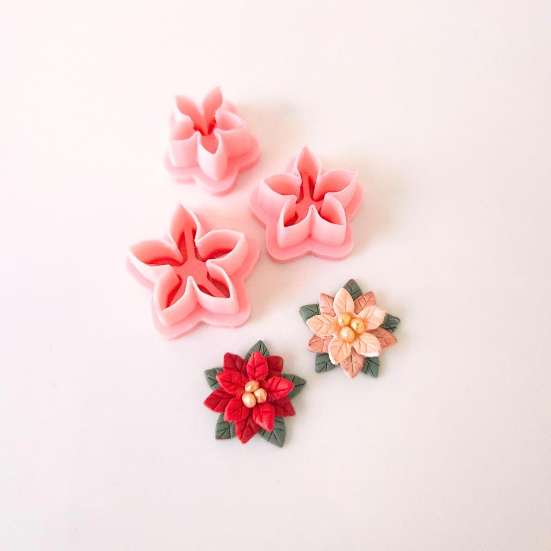 Poinsettia Flower Polymer Clay Cutter Set: Holiday Floral Earring ...
