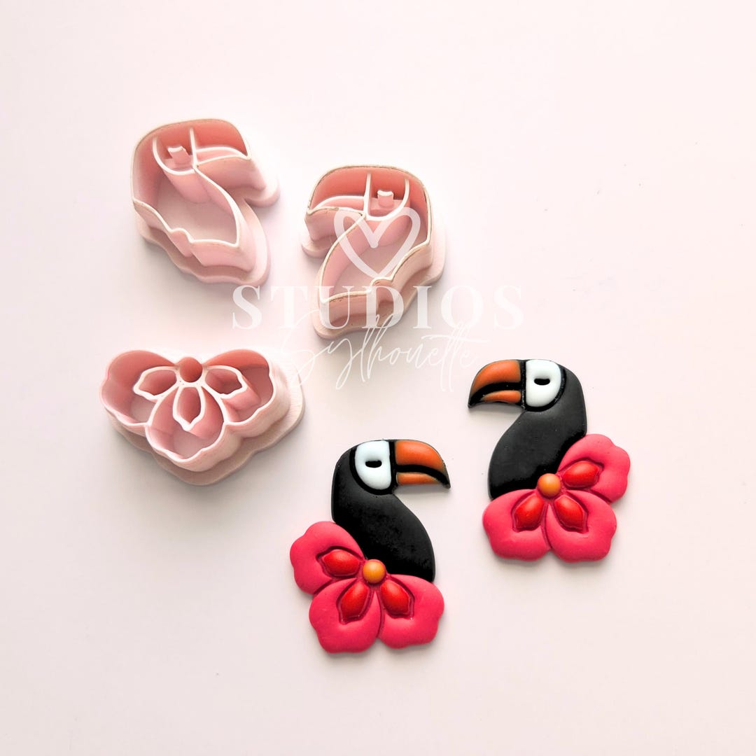 Toucan & Hibiscus Polymer Clay Cutter Set: Tropical Bird Floral Cutters ...