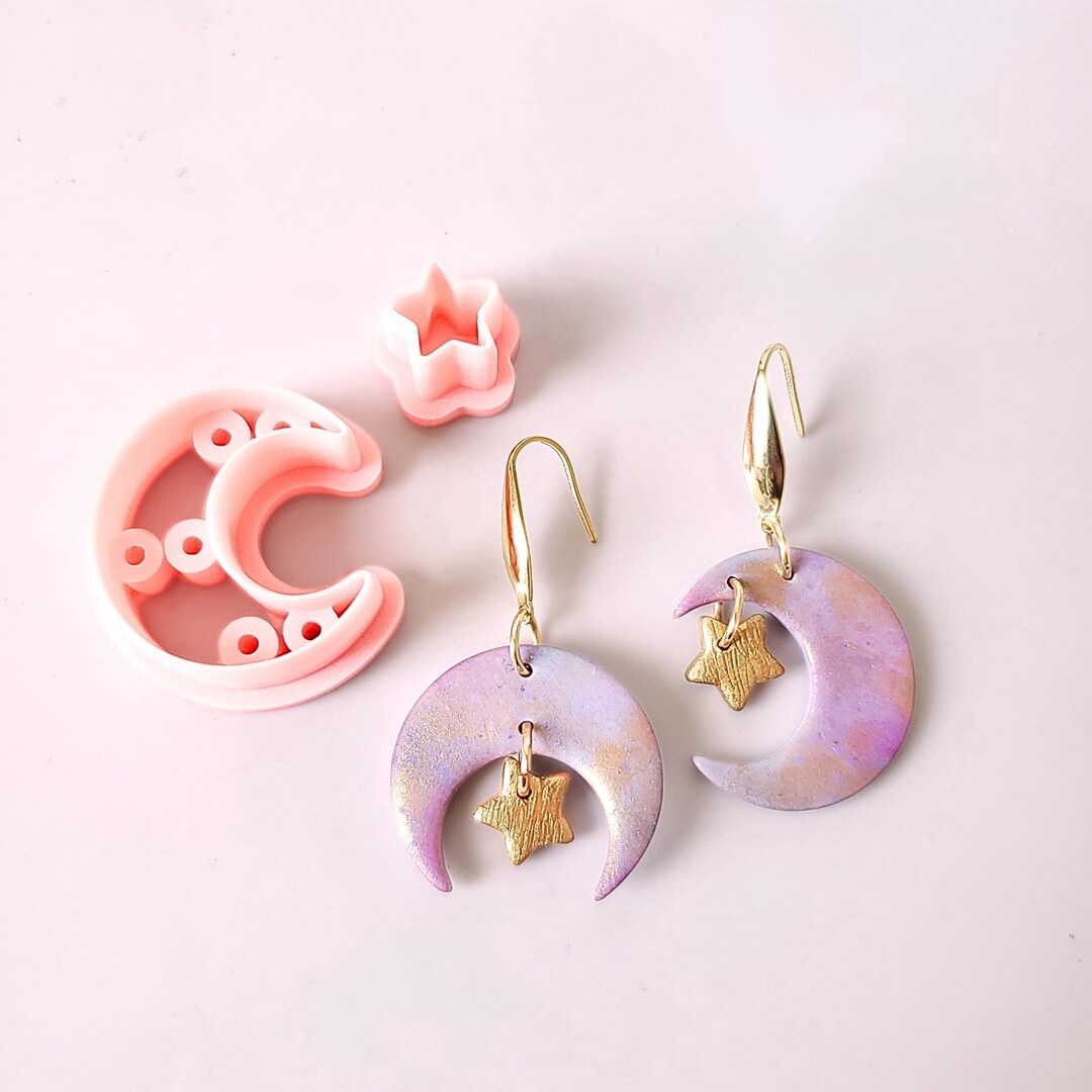 Moon and Star Polymer Clay Cutter Set: Celestial Jewelry Making Cutters ...