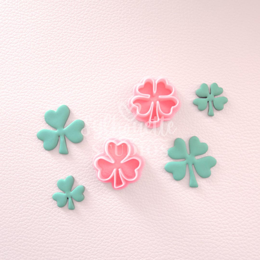 St Patrick's Day Polymer Clay Cutters: 3 Leaf Clover, 4 Leaf Clover ...