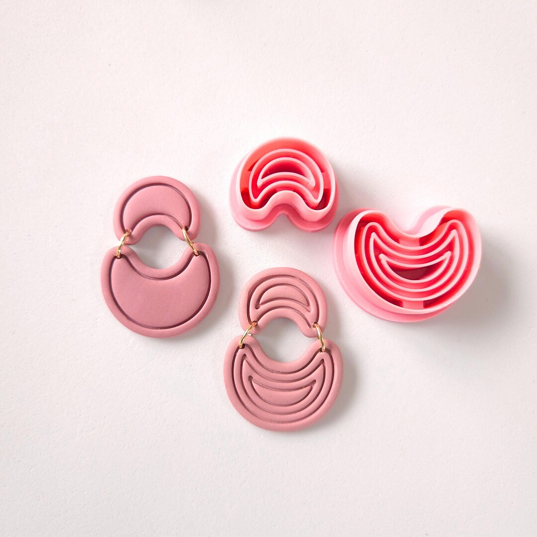 Embossed Chunky Moons Clay Cutters: Geometric U Shape, Modern Lines - Etsy