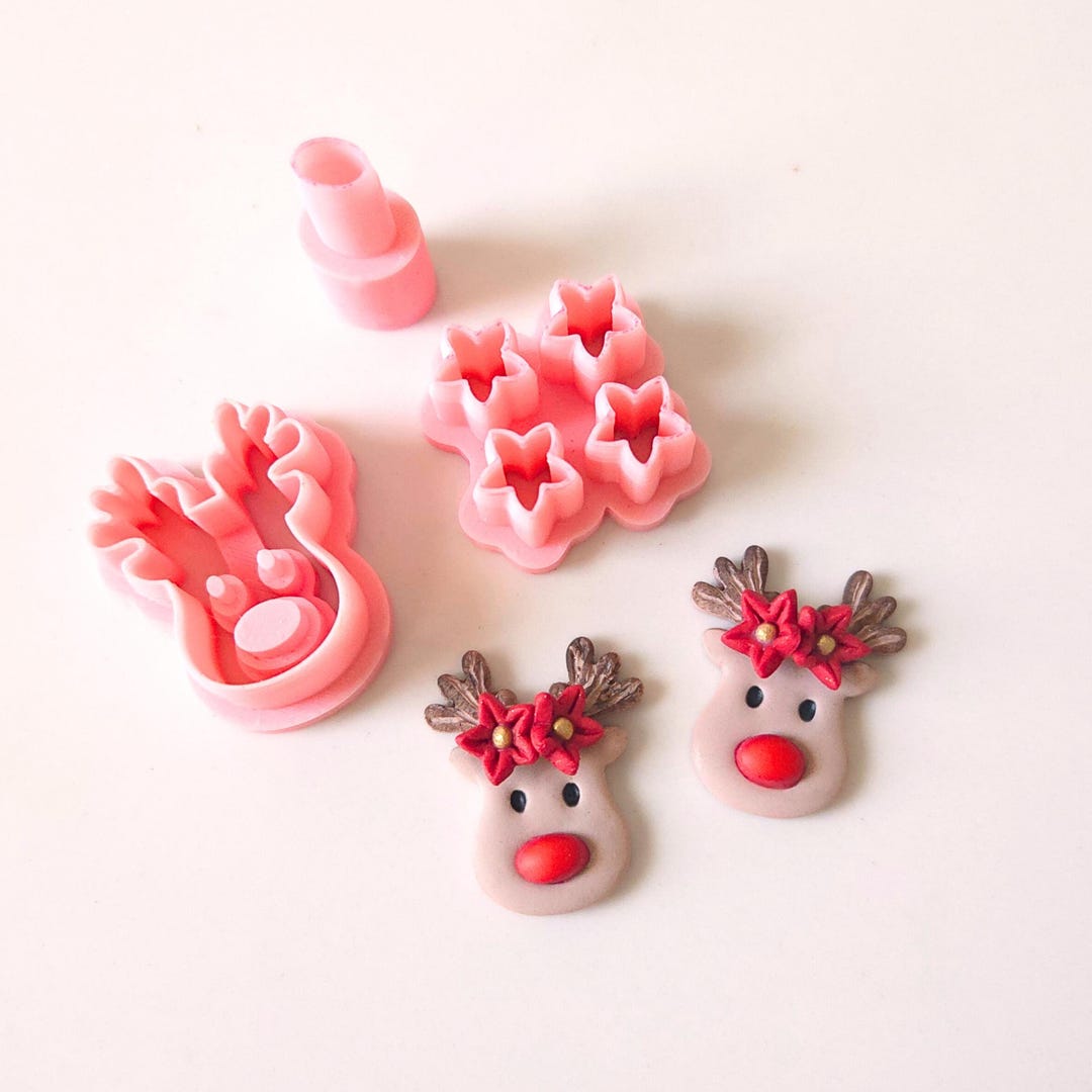 Christmas Reindeer Polymer Clay Cutter Set: Holiday Earring Cutters - Etsy