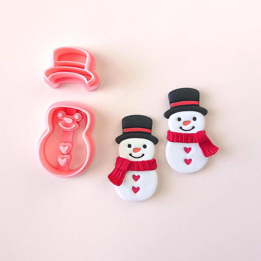 Snowman Clay Cutter Set: 3D Scarf Polymer Clay Earring Cutters - Etsy