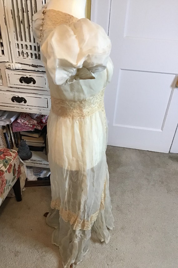 Vintage Cream-colored Silk Chiffon Gown - Gem