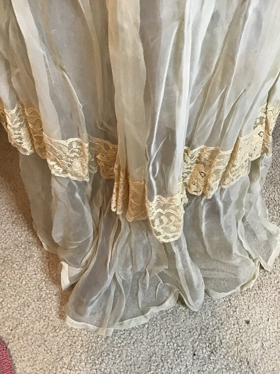 Vintage Cream-colored Silk Chiffon Gown - Gem