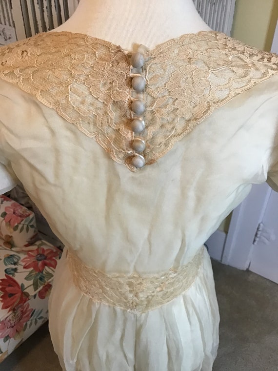 Vintage Cream-colored Silk Chiffon Gown - Gem