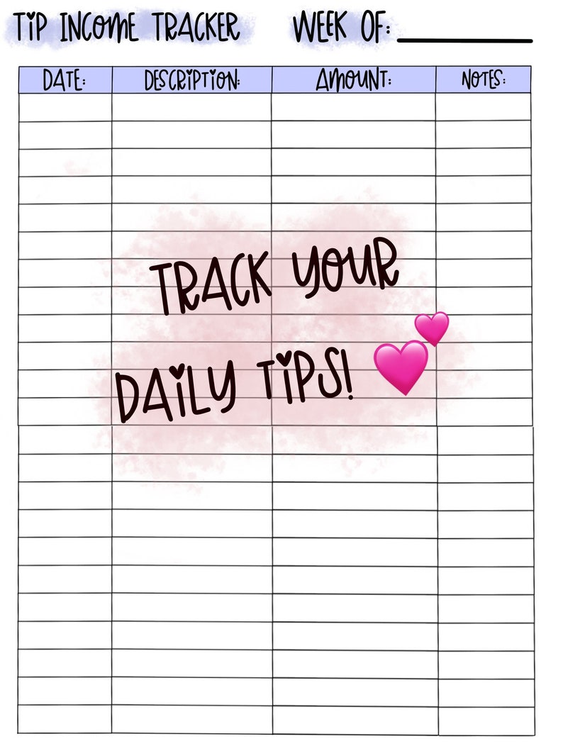 Daily Tip Income Tracker - Etsy
