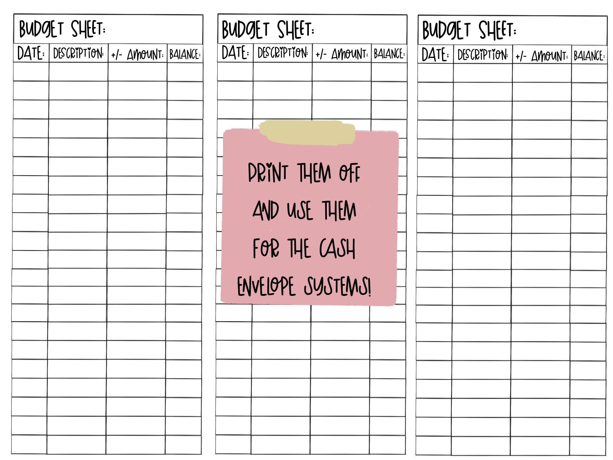Cash Envelope Budget Tracker Sheets - Etsy