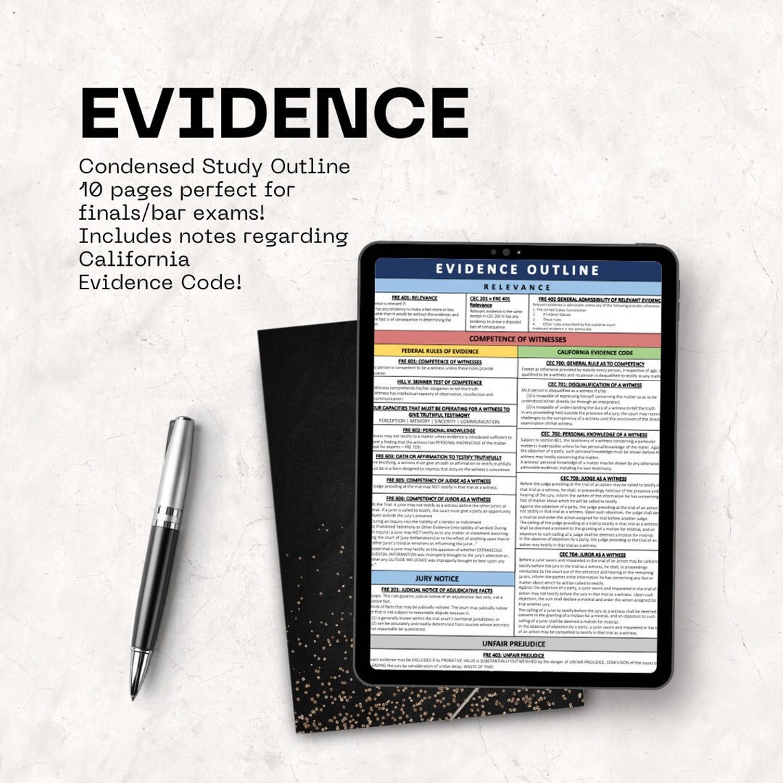 Evidence Condensed Study Outlines for Law Students - Etsy