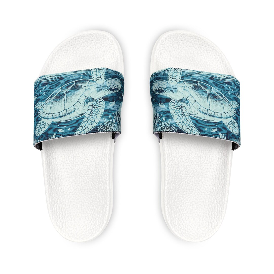 Women's Slides Sea Turtle Print Sandles - Etsy