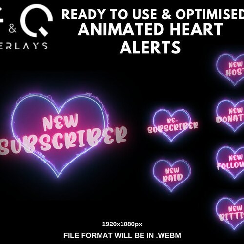 Neon Heart Animated Alerts for Twitch Streams Cute Kawaii - Etsy