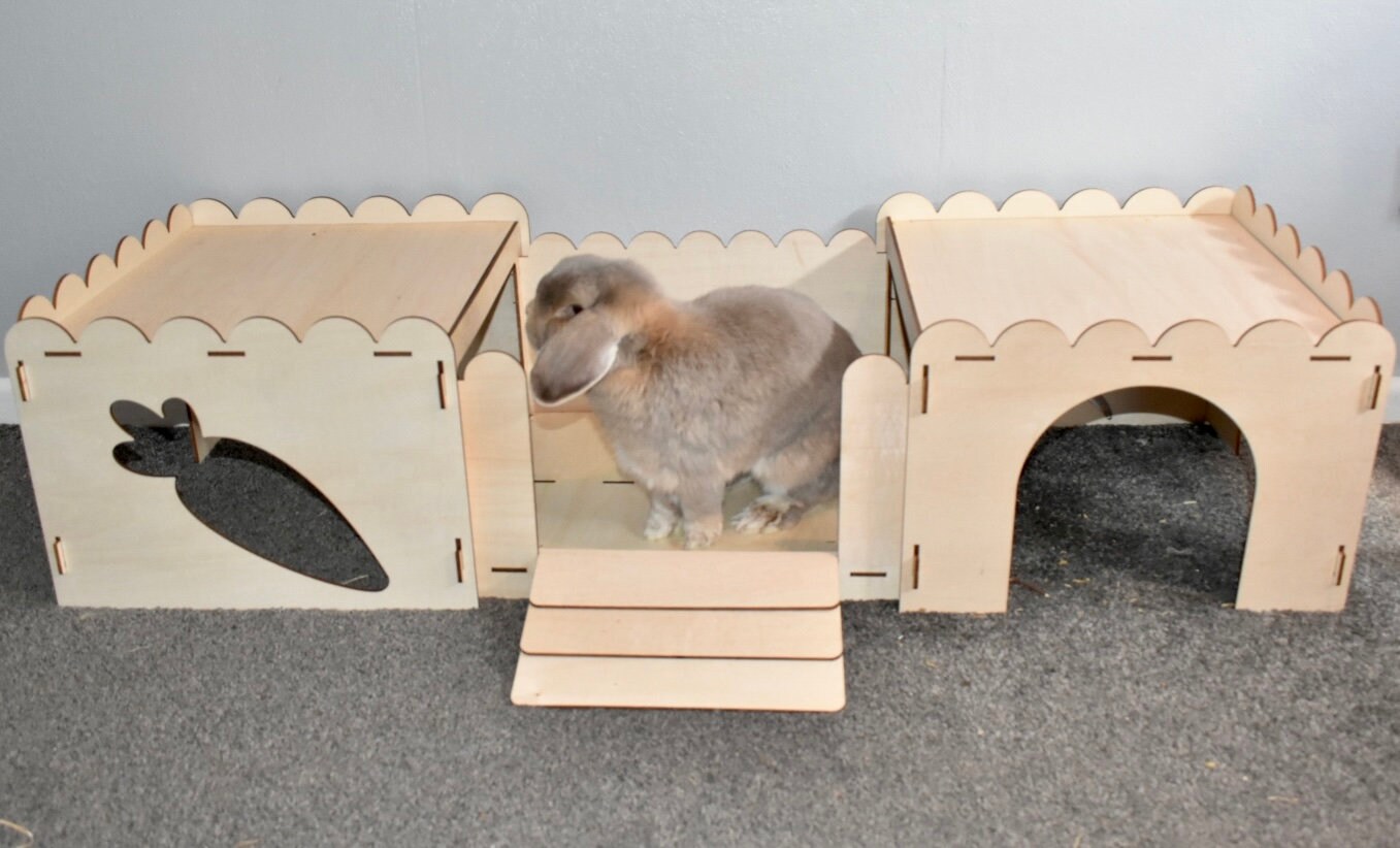 Small Pet Rabbit & Guinea Pig Wood Toy Castle Hideaway - Etsy UK