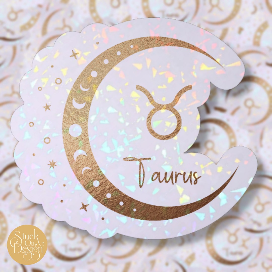 Taurus Gold Moon Zodiac Sticker | Vinyl Stickers | Laptop Stickers ...