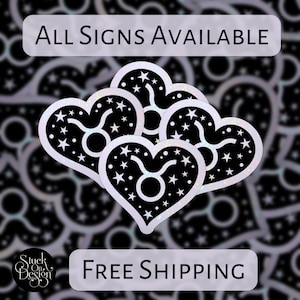Taurus Heart Sign Zodiac Sticker | Vinyl Stickers | Laptop Stickers ...