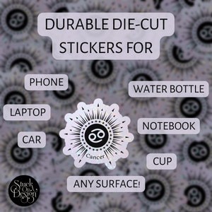 Cancer Sunburst Sticker | Vinyl Stickers | Laptop Stickers | Waterproof ...