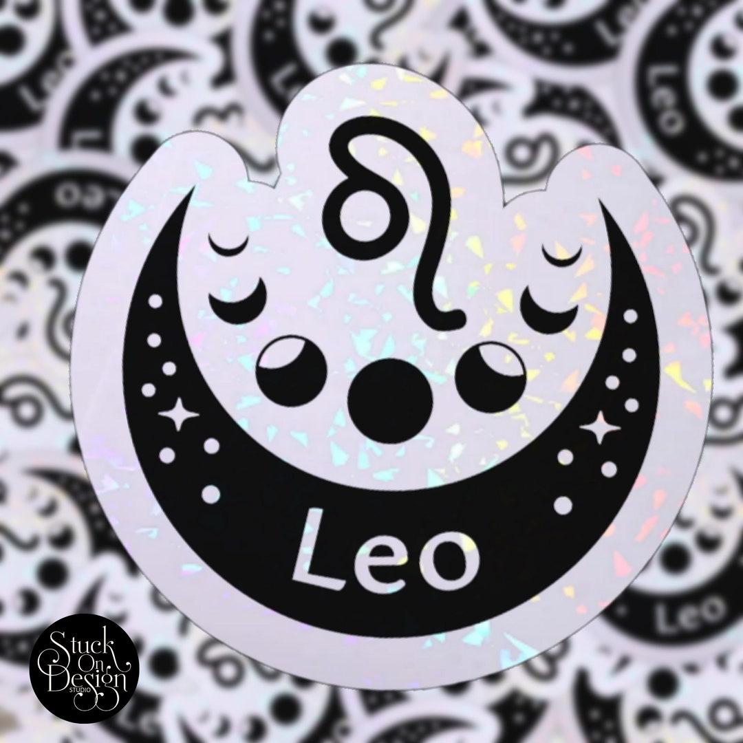 Leo Moon Phases Holographic Sticker: Waterproof Vinyl Astrology Decal ...
