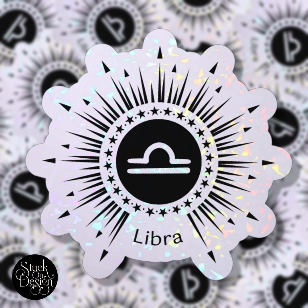 Libra Sunburst Zodiac Sticker | Vinyl Stickers | Laptop Stickers ...