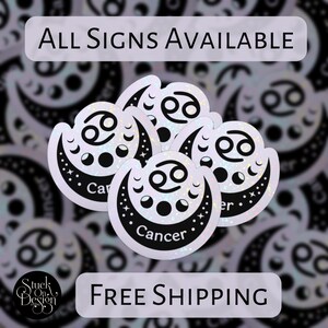 Cancer Moon Phases Zodiac Sticker | Vinyl Stickers | Laptop Stickers ...