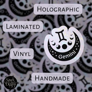 Gemini Moon Phases Zodiac Sticker | Vinyl Stickers | Laptop Stickers ...