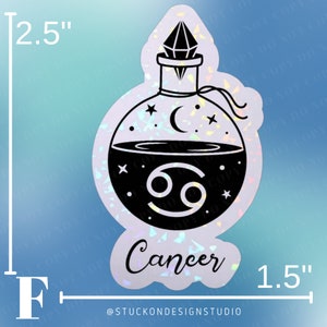 Holographic Cancer Zodiac Stickers: Waterproof Astrology Decals - Etsy