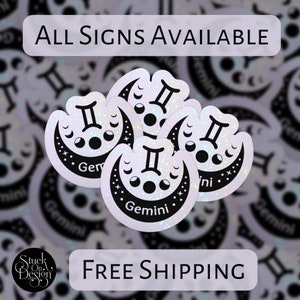 Gemini Moon Phases Zodiac Sticker | Vinyl Stickers | Laptop Stickers ...