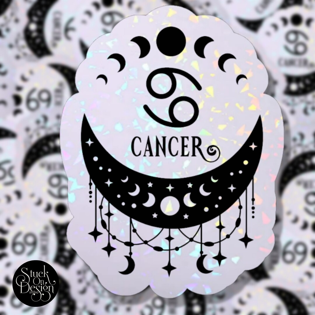 Holographic Cancer Zodiac Sticker: Waterproof Vinyl Astrology Decal - Etsy