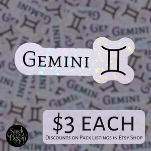 Gemini Zodiac Sign Name | Vinyl Stickers | Laptop Stickers | Waterproof ...