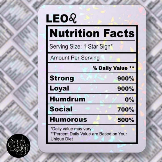 Leo Nutrition Facts Zodiac Sticker Vinyl Stickers Laptop - Etsy