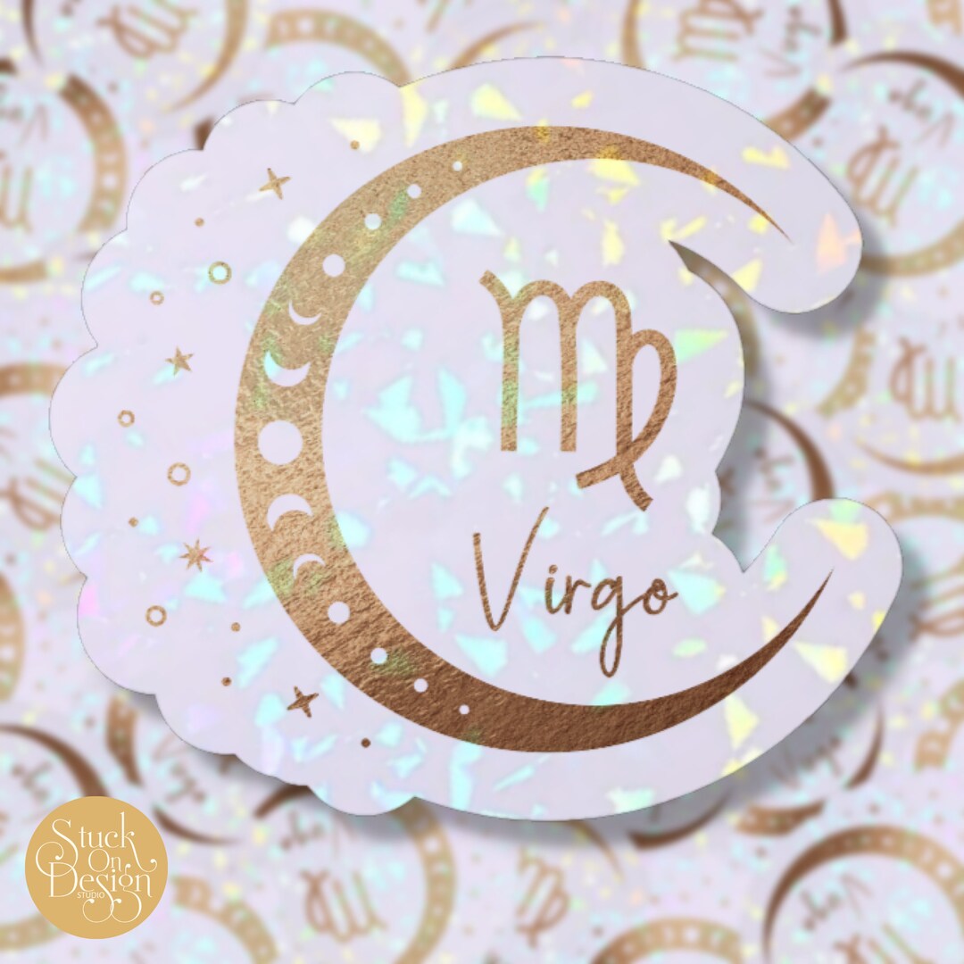 Virgo Gold Moon Zodiac Sticker | Vinyl Stickers | Laptop Stickers ...